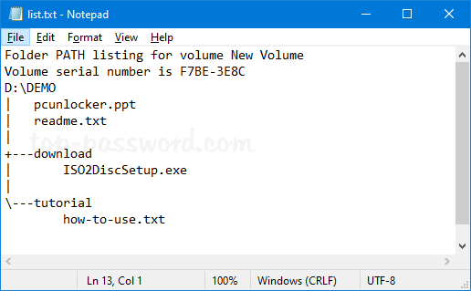 Cómo exportar una estructura de directorio en Windows 10/8/7